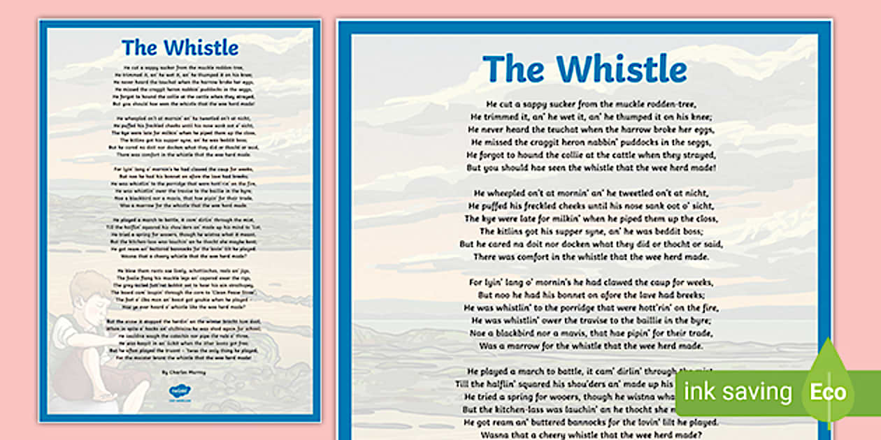 Charles Murray The Whistle Poem Display Posters - Twinkl