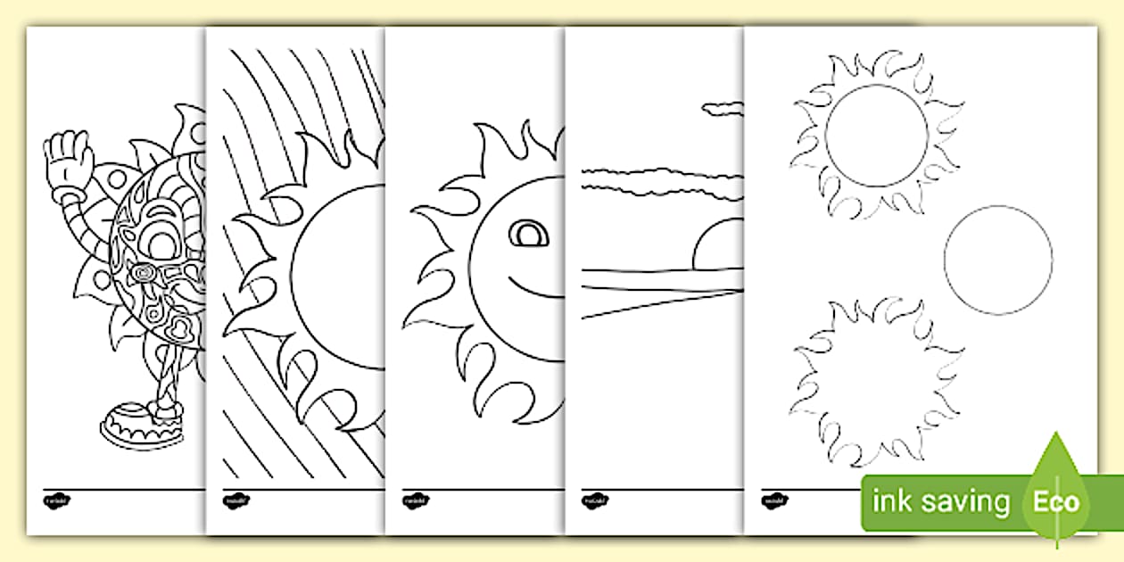 Colouring Page Sun Templates - Parents - F-2 (teacher made)