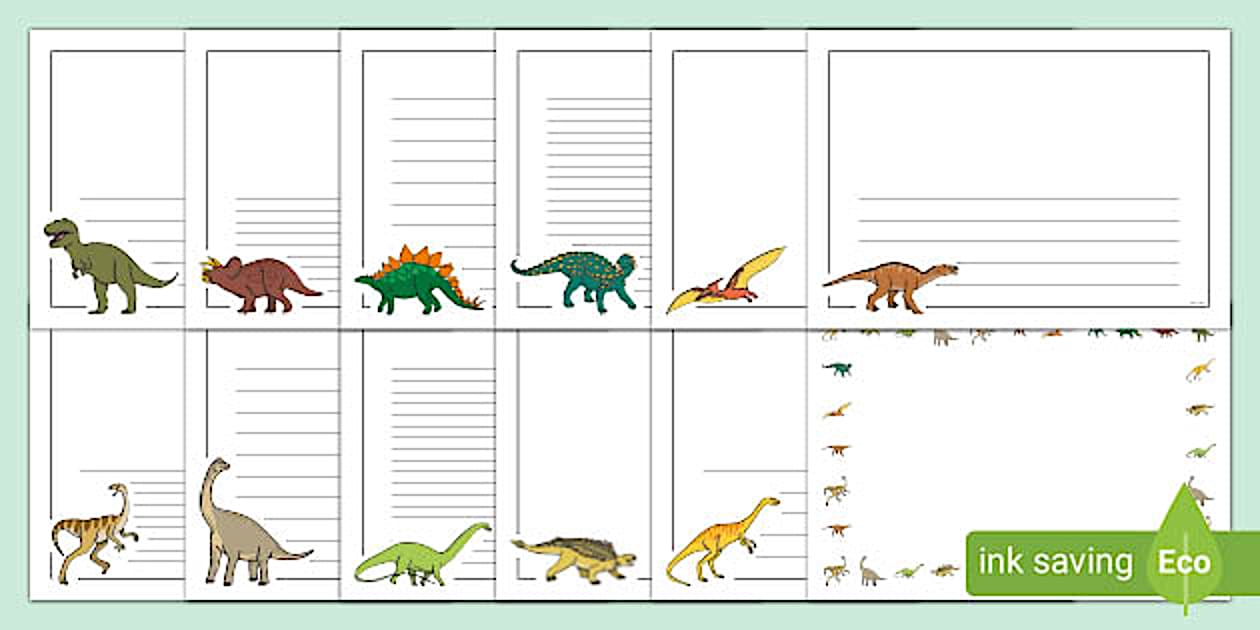 Dinosaur Landscape Page Borders (teacher made) - Twinkl