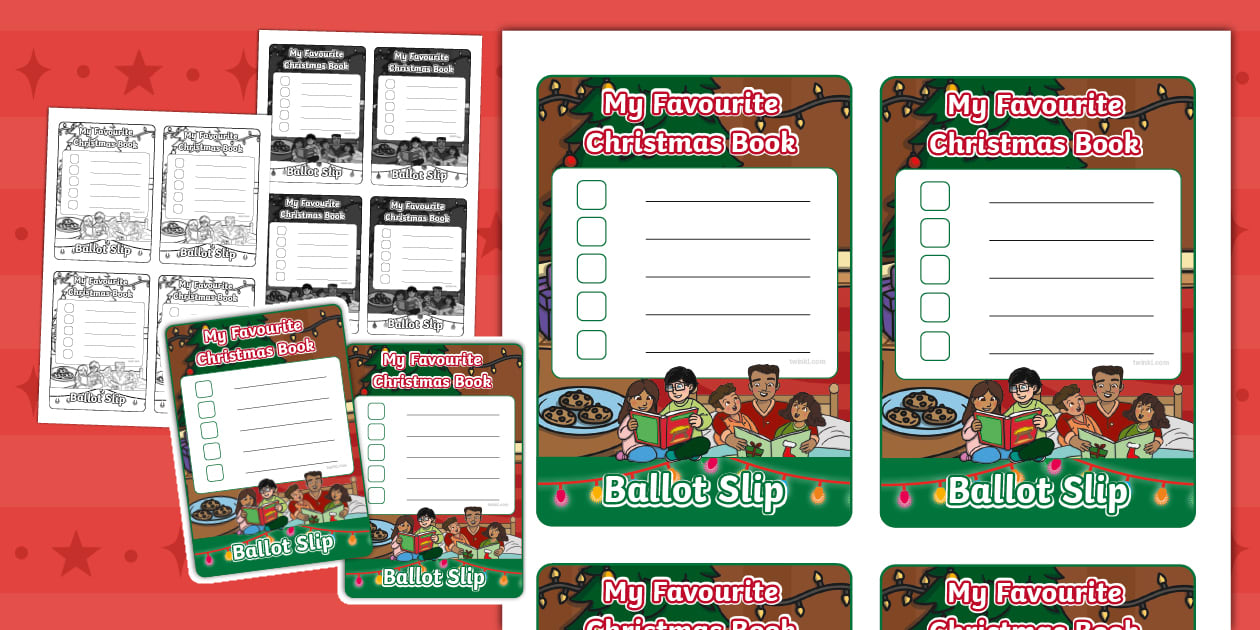 My Favourite Christmas Book Ballot Slips - Twinkl