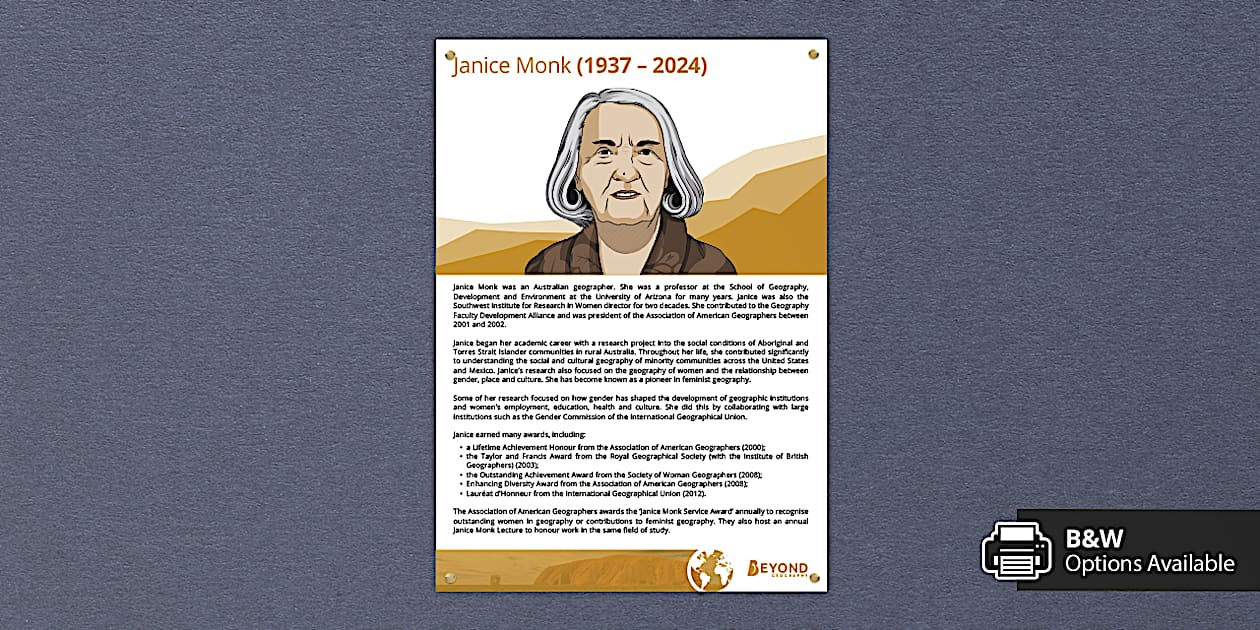 Janice Monk Geography Display Poster (Teacher-Made) - Twinkl