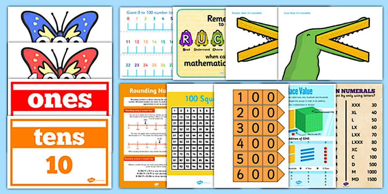 Number and Place Value Display Pack Junior Grades - Twinkl