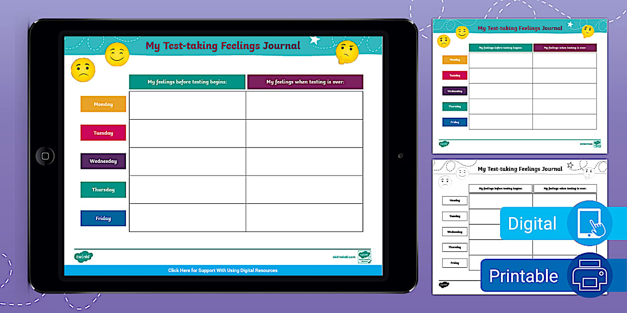 My Test-Taking Feelings Journal for 3rd-5th Grade - Twinkl