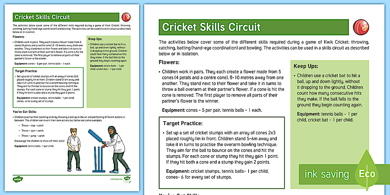 Cricket Skills Circuit - Twinkl