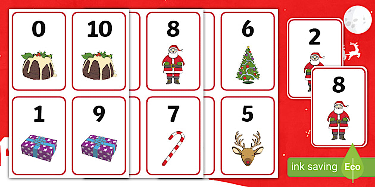 Christmas Number Bonds to 10 Matching Cards (teacher made)