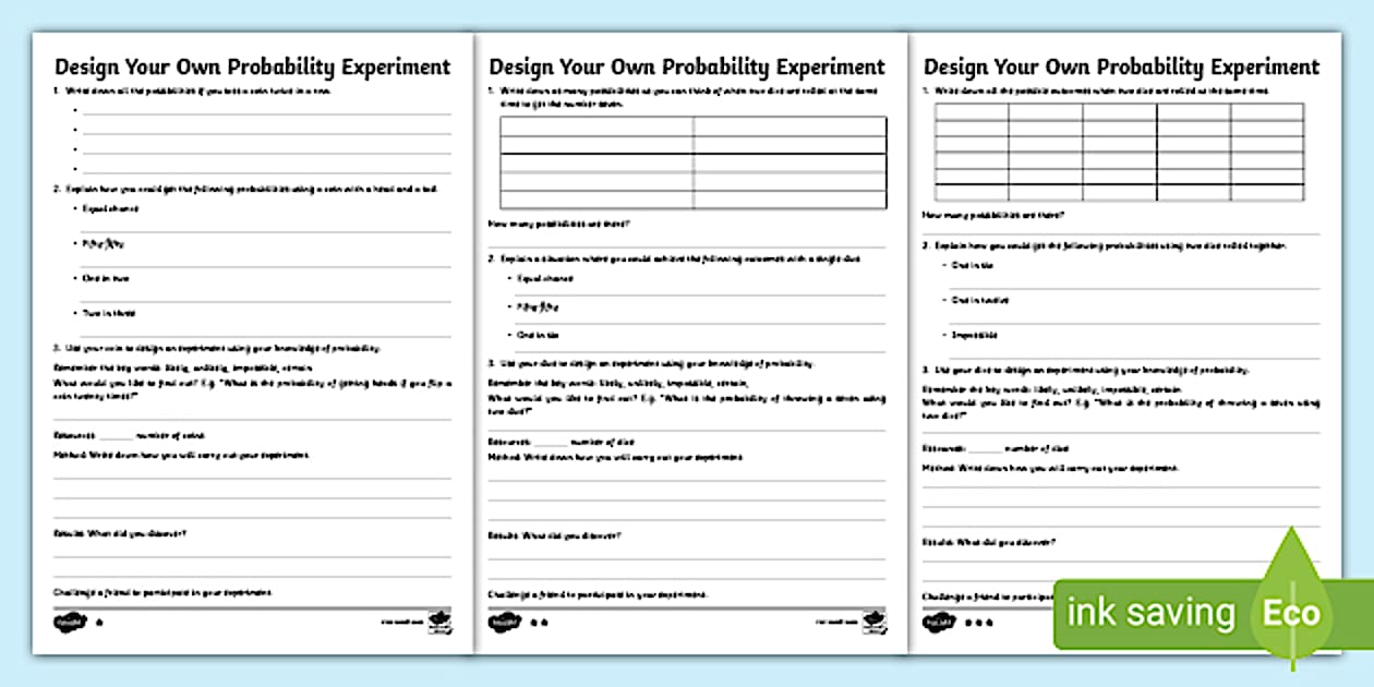 Editable Design a Probability Experiment Worksheet - Twinkl