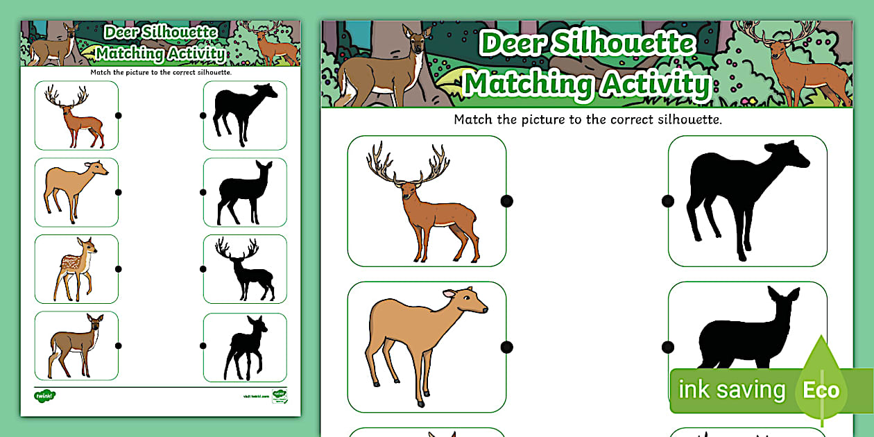 Deer Silhouette Matching Activity (teacher made) - Twinkl