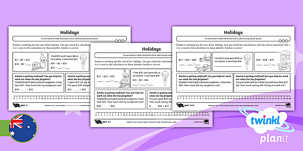 Year 2 Number: Inverse Home Learning Tasks (teacher made)