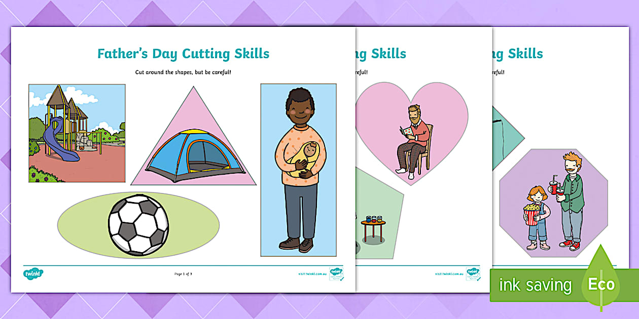 SA Father's Day Cutting Skills Worksheet (Lehrer gemacht)