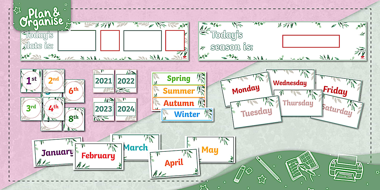 Botanical Themed Calendar Display Pack