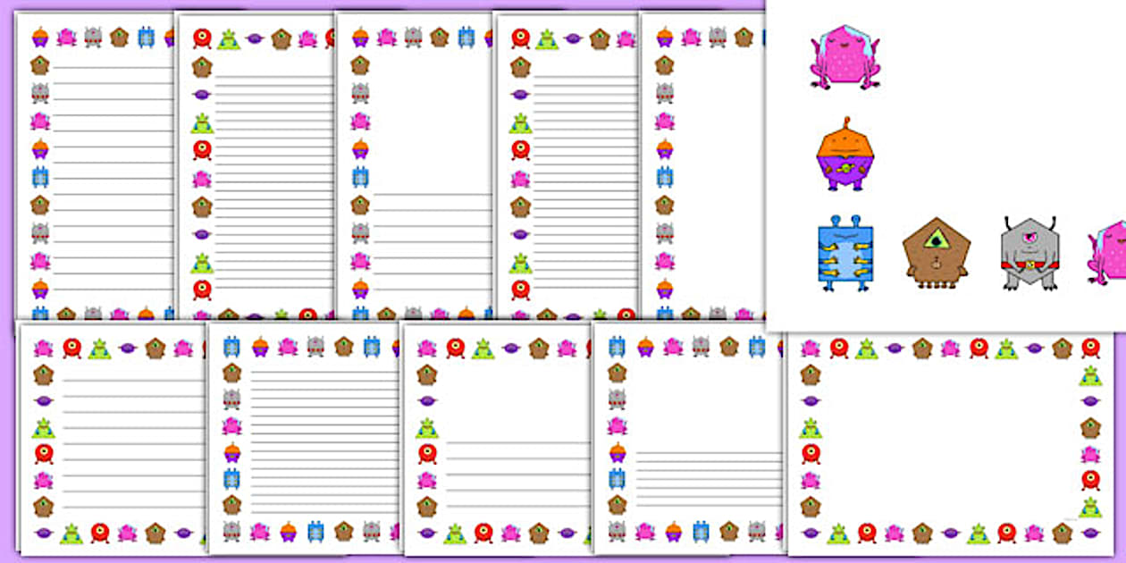 2D Shape Aliens Page Borders (Teacher-Made) - Twinkl