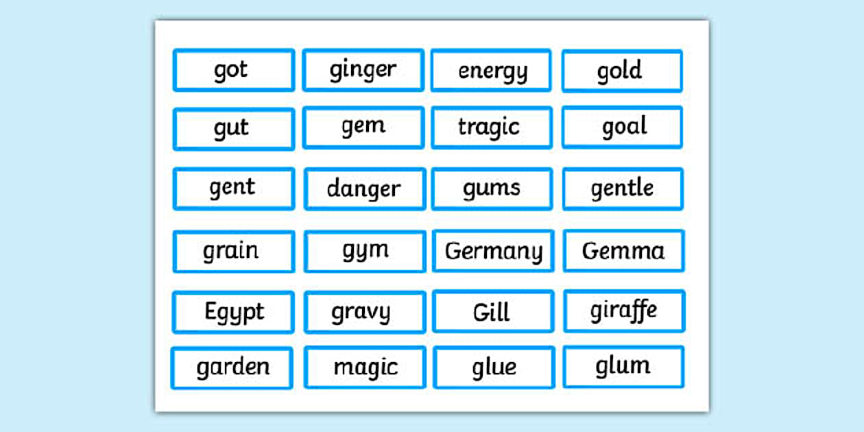 Alternative Pronunciation for the Letter G Sorting Game - sorting