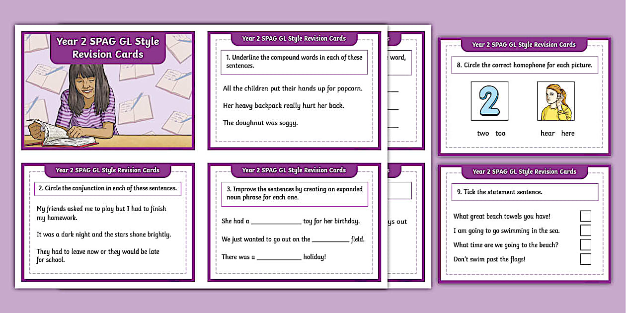 Year 2 SPAG GL Style Revision Cards (teacher made) - Twinkl