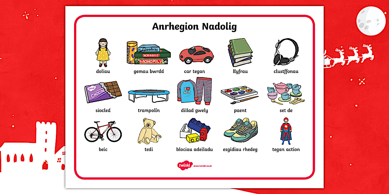 Mat Geiriau Anrhegion Nadolig (teacher made) - Twinkl