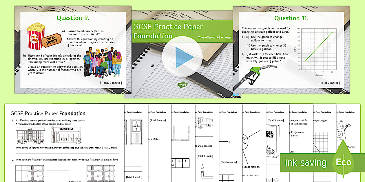 GCSE Maths Non-Calculator Practice Paper| Foundation| Beyond