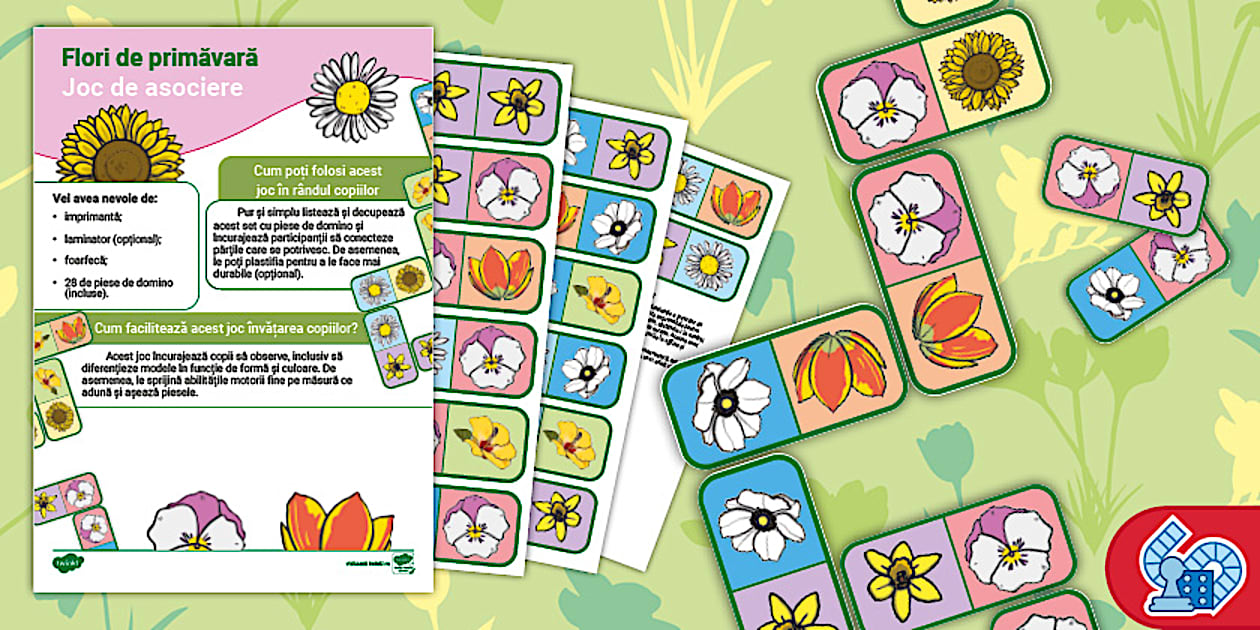 Flori de primăvară – Joc Domino (teacher made) - Twinkl