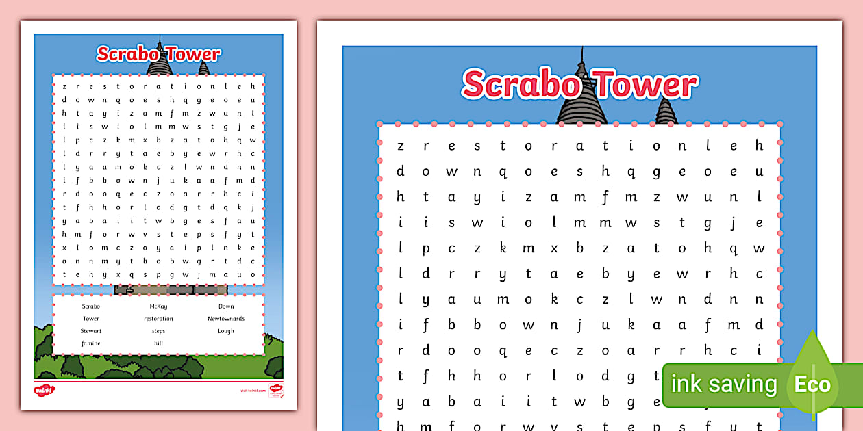 Scrabo Tower Word Search (Teacher-Made) - Twinkl