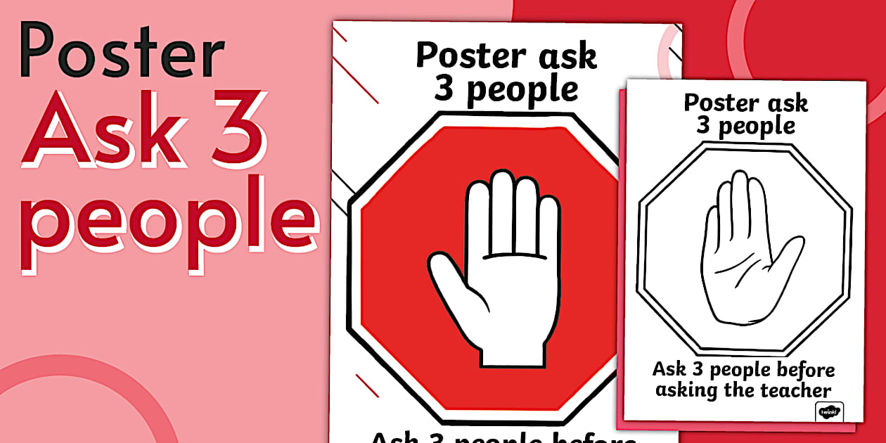 Poster: Ask 3 people – Learning Stations (teacher made)