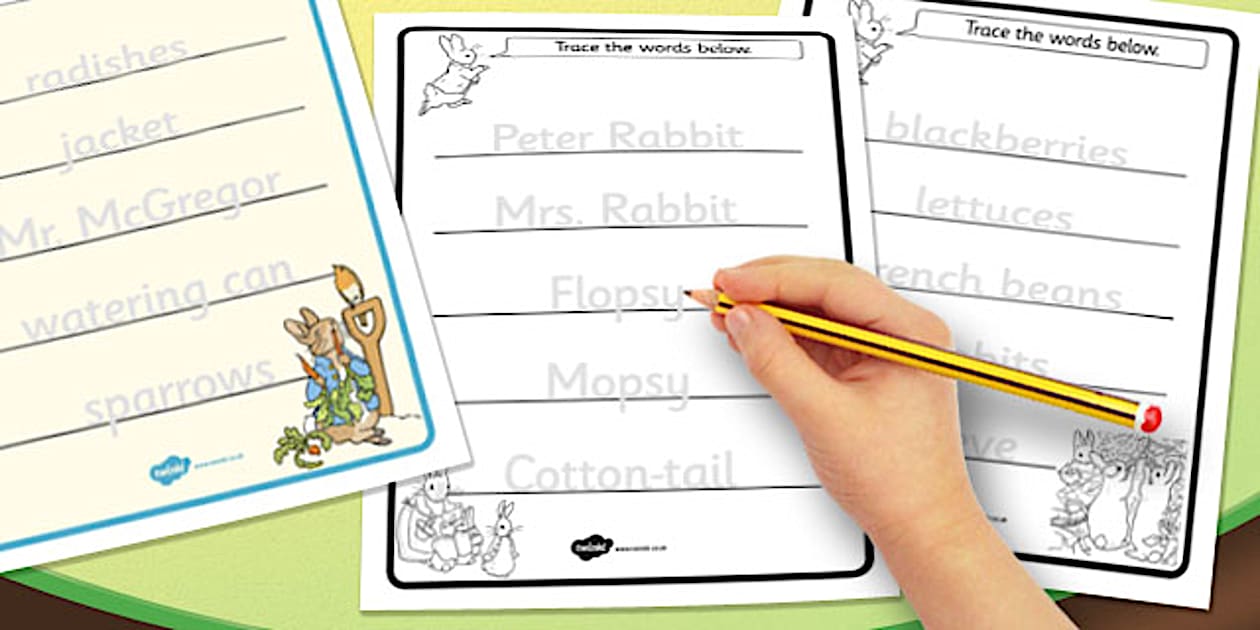 The Tale of Peter Rabbit Trace the Words Worksheets - peter rabbit