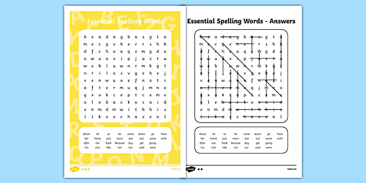 New Zealand List 3 Essential Spelling Word Search - Twinkl