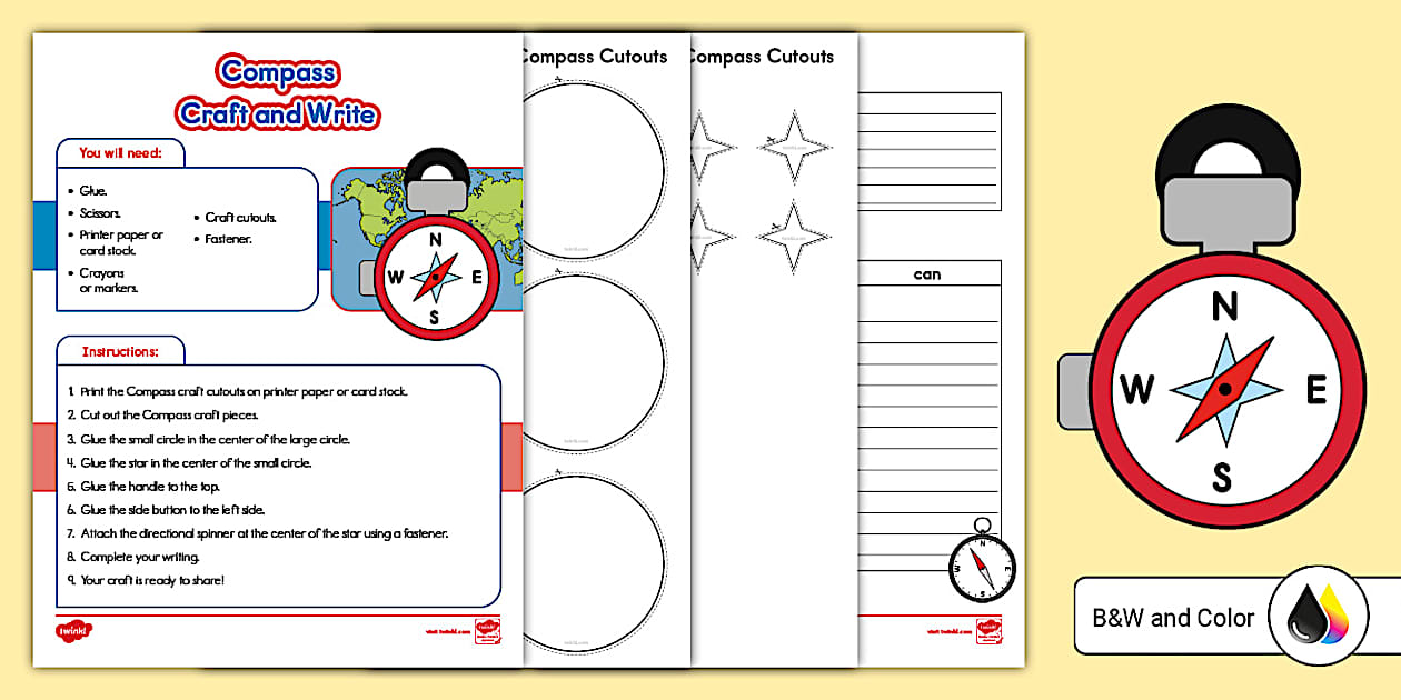 Compass Craft and Write Activity | Resource | Twinkl USA