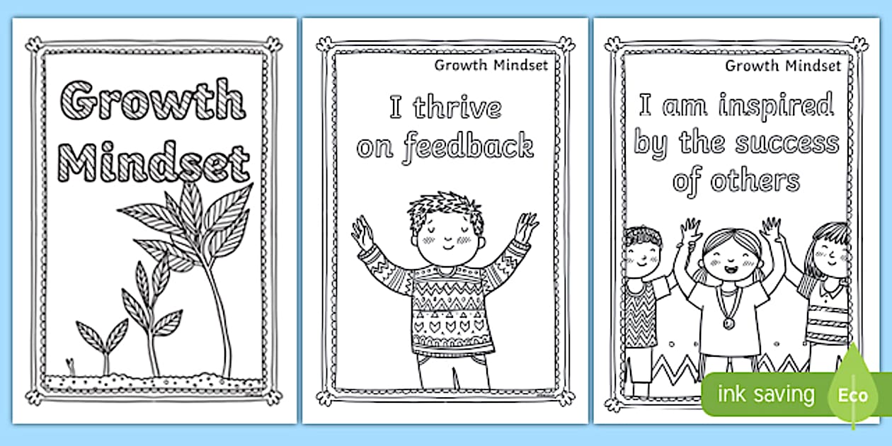 Adult Colouring Mindfulness Growth Mindset Statements Pages