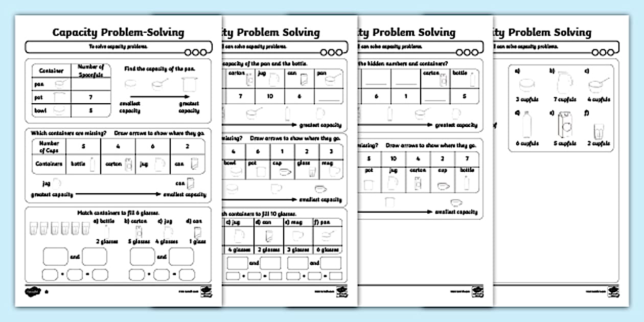 👉 Capacity Problem-Solving PlanIt Maths Activity Sheets