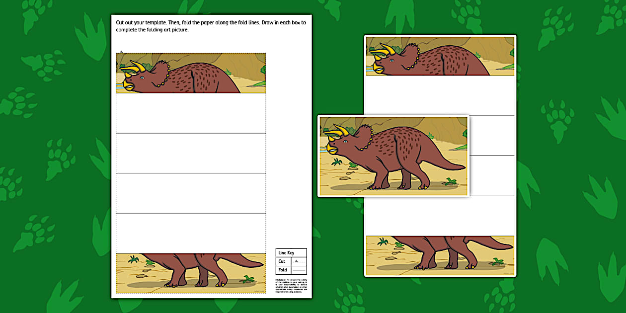Dinosaur Folding Art Template (teacher made) - Twinkl