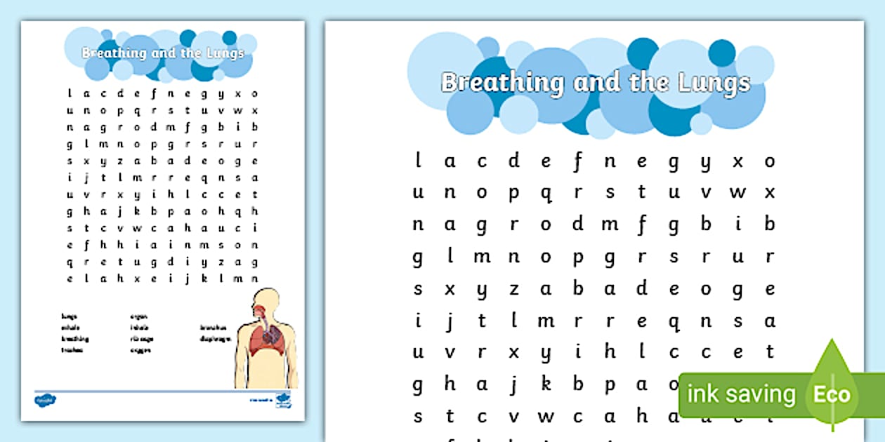 Breathing and the Lungs Word Search (teacher made) - Twinkl