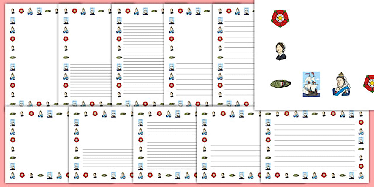 Black and White British History Page Borders (teacher made)