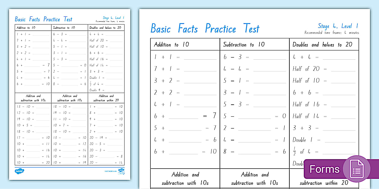 Number Knowledge Stage 4 Practice Test (teacher made)