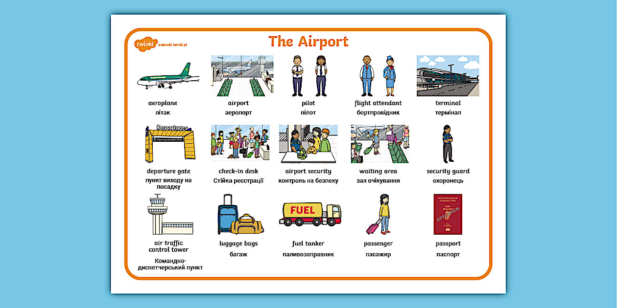FREE! - 👉 The Airport Word Mat English/Ukrainian - Twinkl