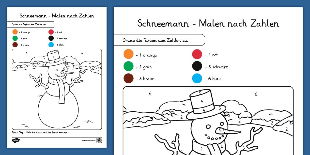 Schneemann - Ausmalbild (Teacher-Made) - Twinkl
