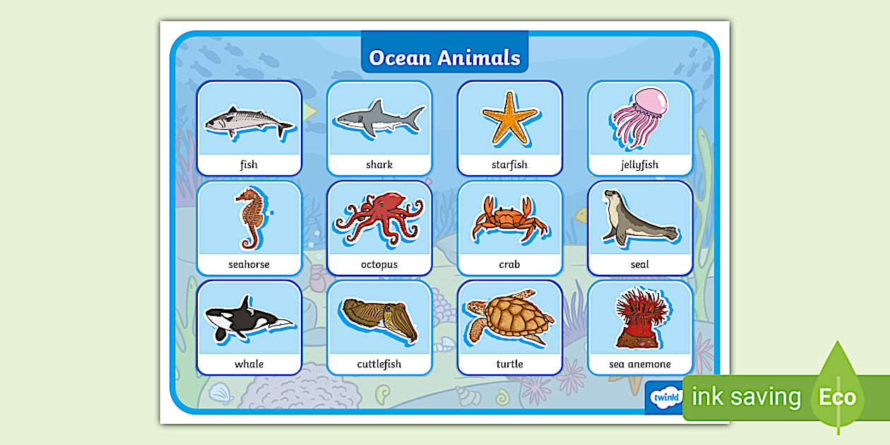 Ocean Animals Word Mat (teacher made) - Twinkl