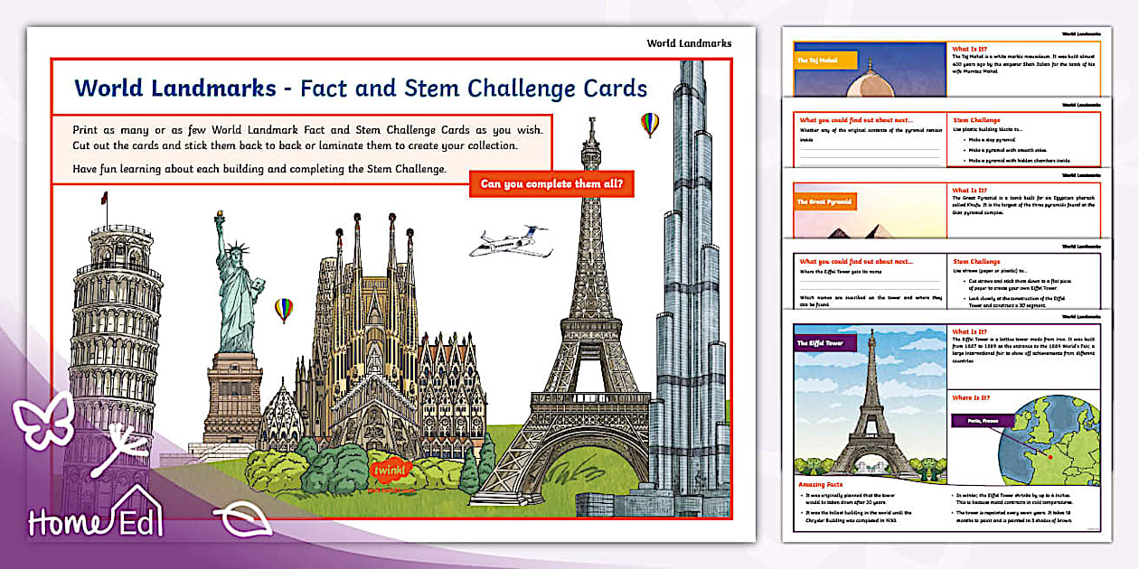 World Landmarks - STEM Challenge Cards (teacher made)