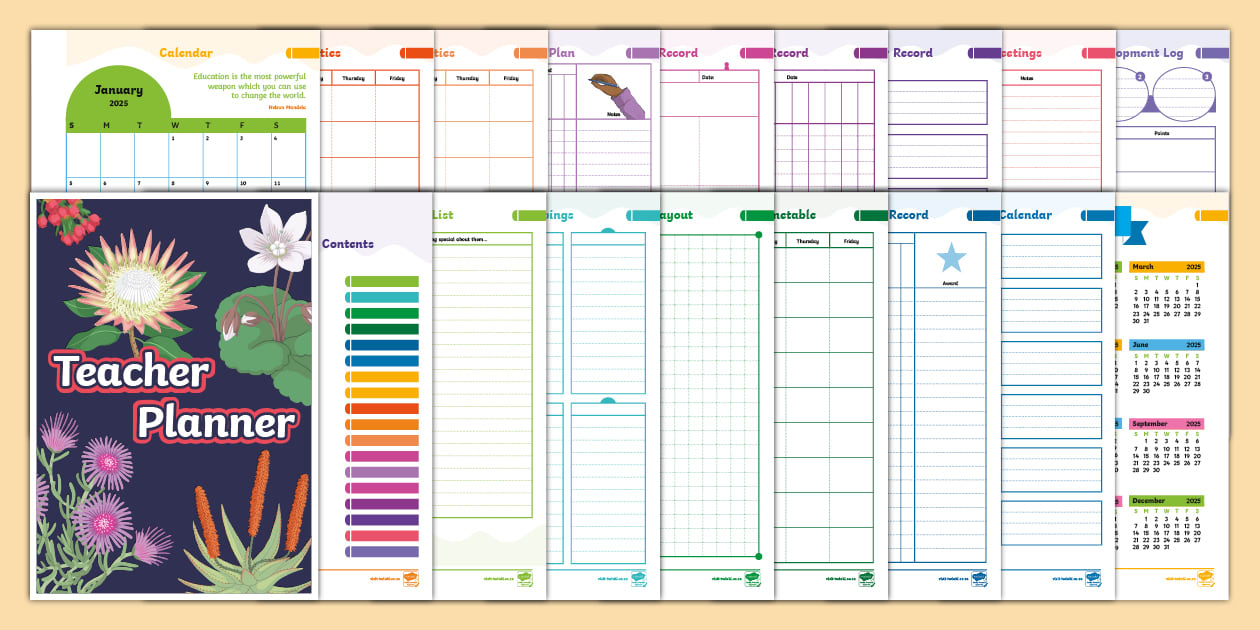 Fynbos-Themed South African Teacher Planner 2025 | Twinkl ZA