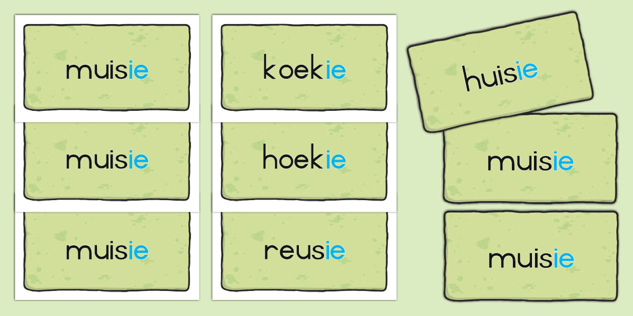 Graad 3 Klanke Verkleinwoorde -ie Woordmuurkaarte - Twinkl