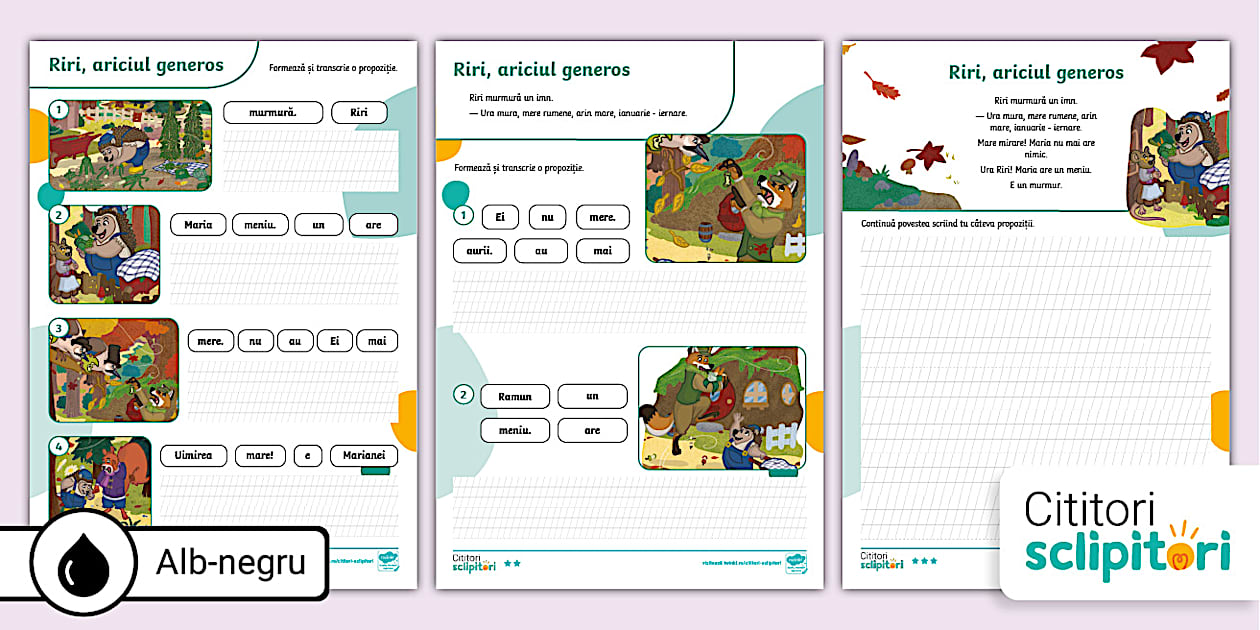 Litera R Riri, ariciul generos Citire și de scriere cls 1
