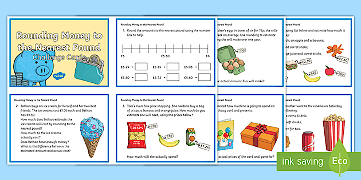 👉 Rounding Money to the Nearest Pound Challenge Cards