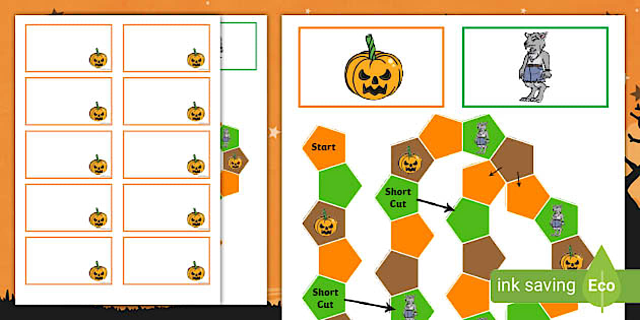 Halloween-Themed Editable Board Game (teacher made) - Twinkl