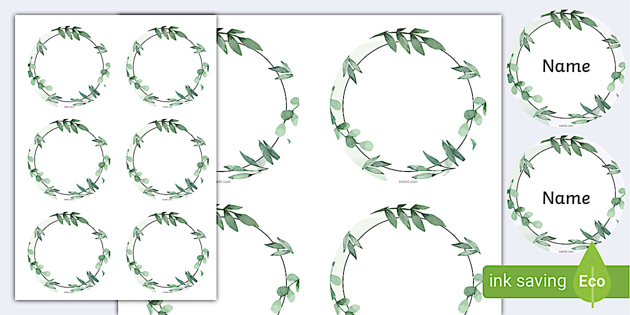 👉 Botanical-Themed Editable Circle Name Labels - Twinkl