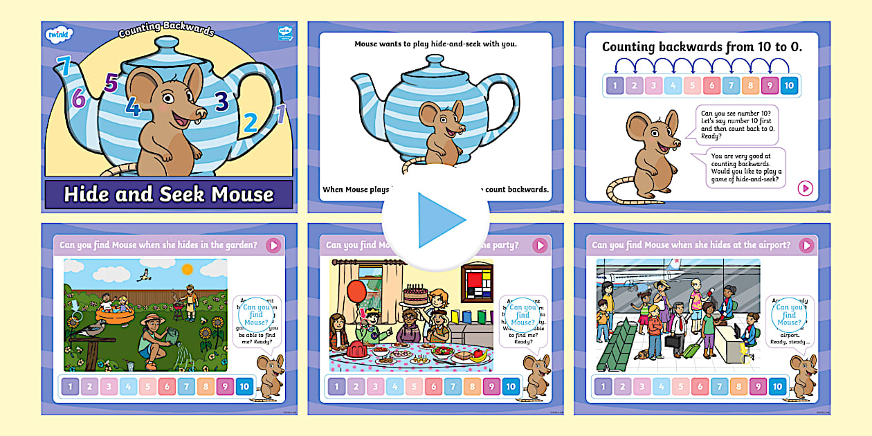 👉 Counting Backwards Hide-and-Seek Mouse PowerPoint - Twinkl