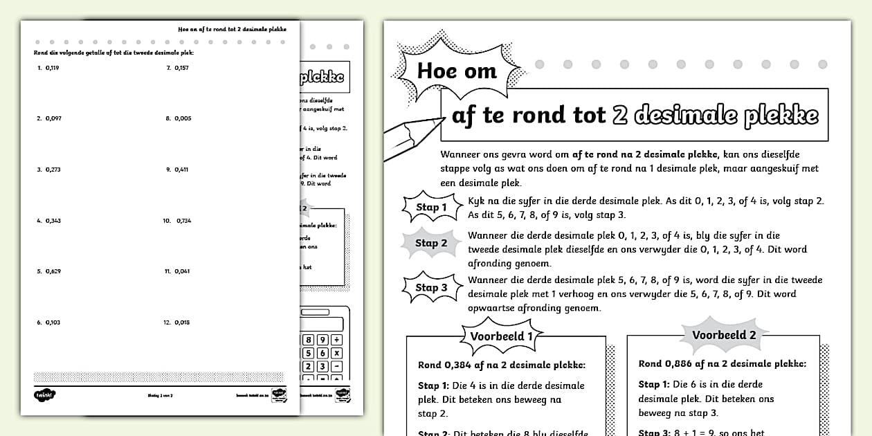 Graad 7 Wiskunde: Afronding tot 2 desimale plekke - Twinkl
