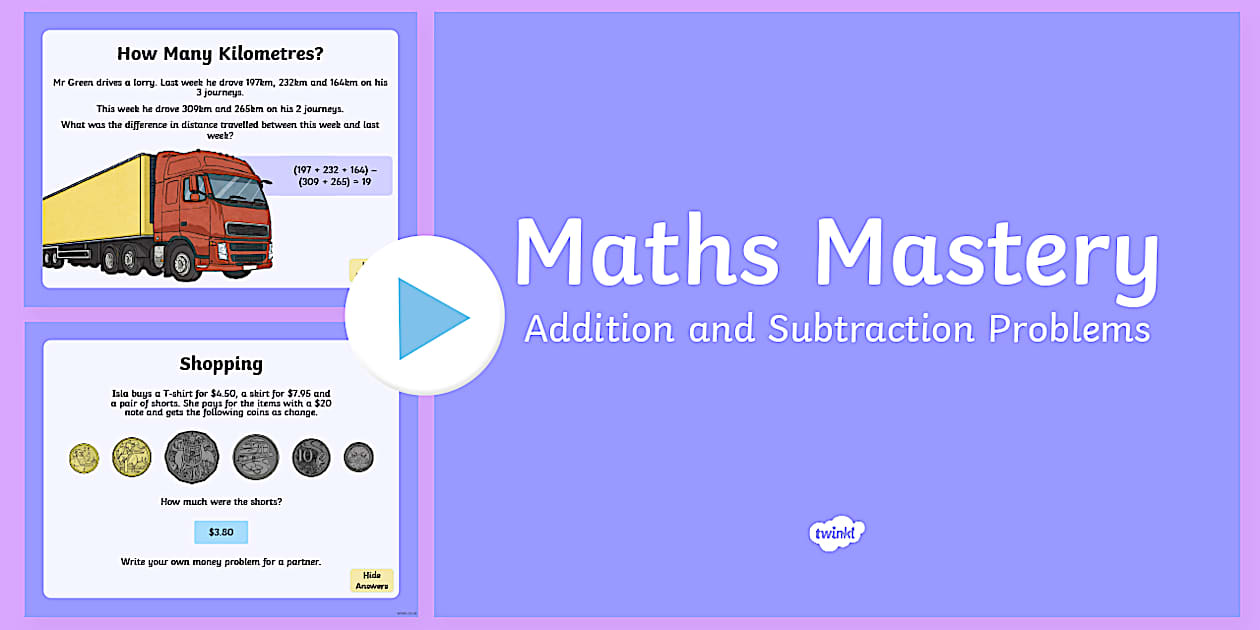 Calculation Addition and Subtraction Problems Maths Activities PowerPoint