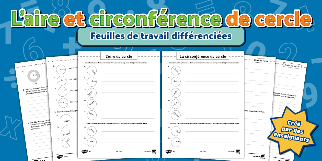 Area and Circumference Worksheets {French}