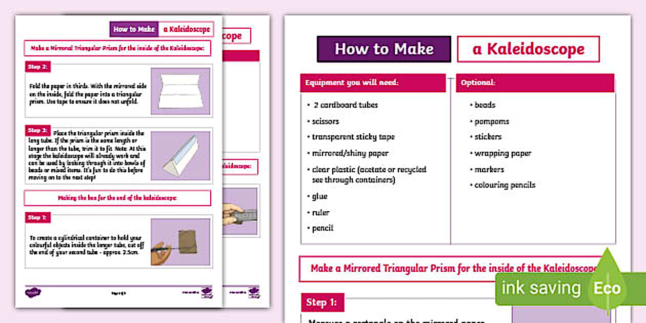 How to Make a Kaleidoscope Activity Sheet - Twinkl