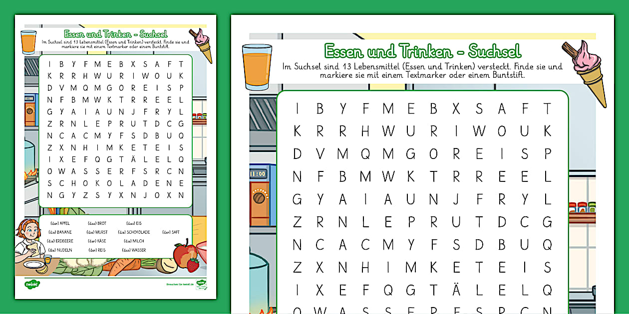 DaZ Suchsel Essen und Trinken (teacher made) - Twinkl