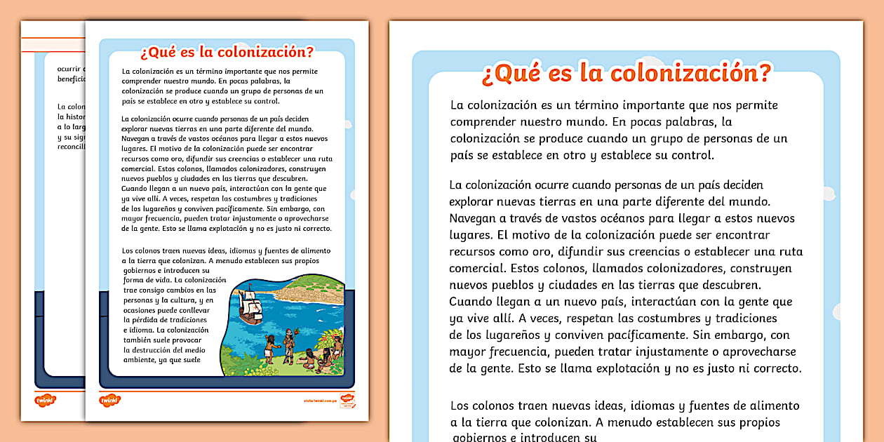 Comprensión lectora: ¿Qué es la colonización? | Twinkl