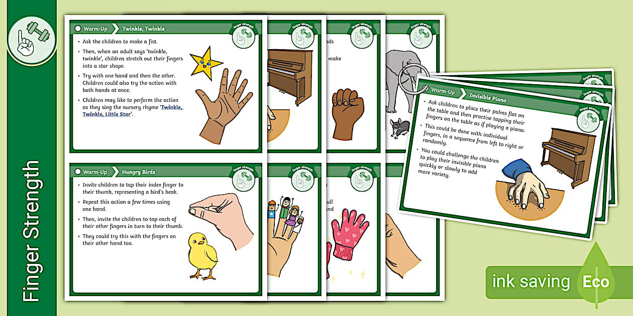 Fine Motor Skills: Finger Strength Warm-Up Cards | Twinkl