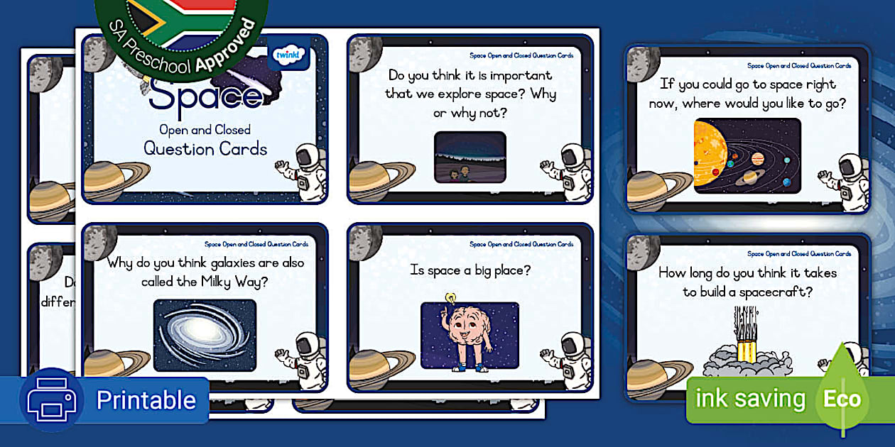 Space: Open and Closed Question Cards (teacher made)